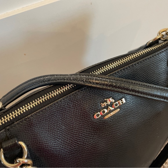 Coach | Bags | Coach Pebble Leather Ava Chain Tote Bag Pocketbook Black ...